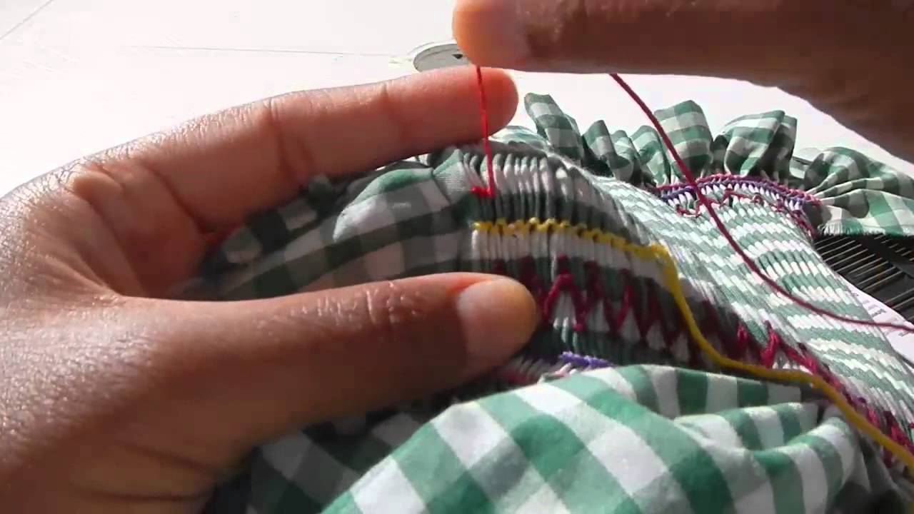 Smocking: gathering outline and cable stitches @catrionaakacat - YouTube