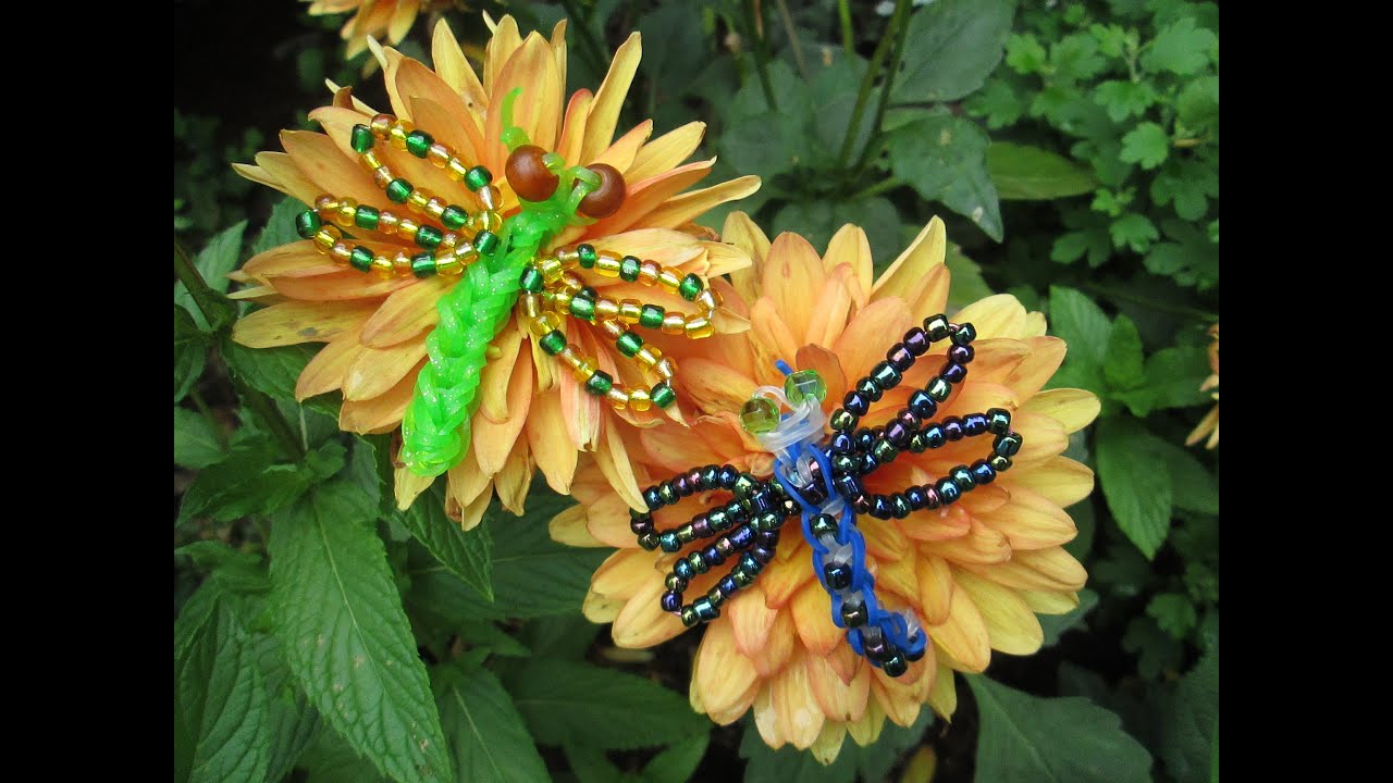 Rainbow Loom Dragonfly Charm with Beaded Wings. New Tutorial. - YouTube