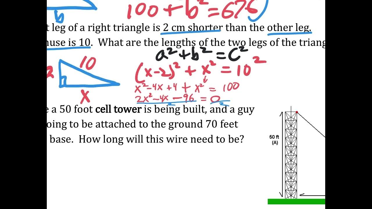 9.5 (Part 2) - Quadratic Equations and the Pythagorean Theorem - YouTube