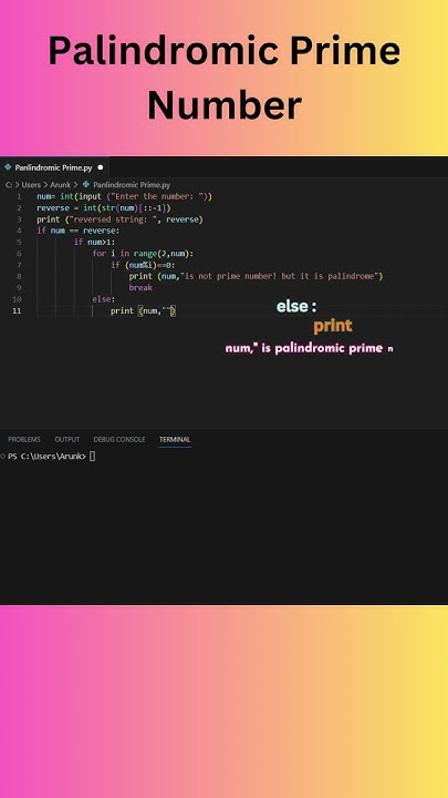 Find The Palindromic Prime Number In Python Python Programming