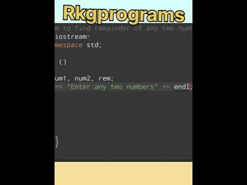 Remainder of any two numbers in c++ language 😍#rkgprograms #c #programming #coding #c++#shorts ...