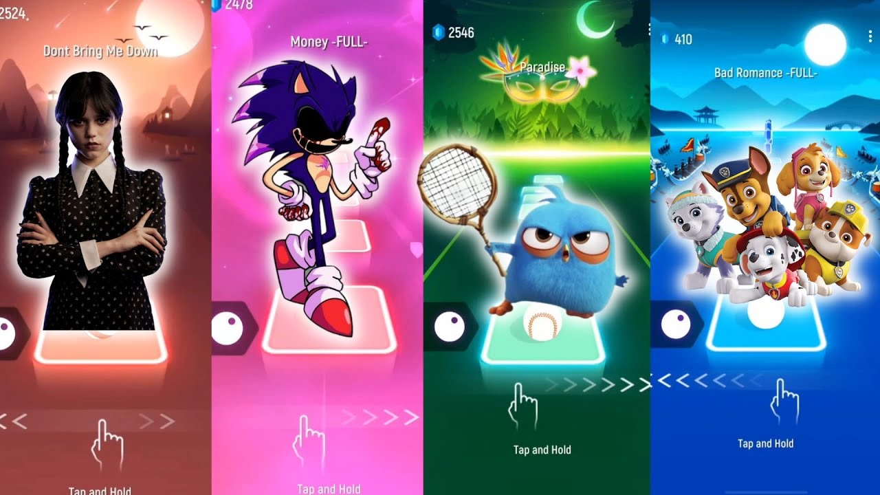 Wednesday vs Sonic Exe vs Angry Birds vs Paw Patrol - Tiles Hop Edm ...