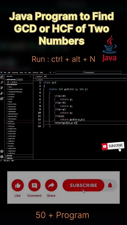 program to find gcd or hcf two numbers in Java| #shorts #youtube #ytshorts #trending # ...