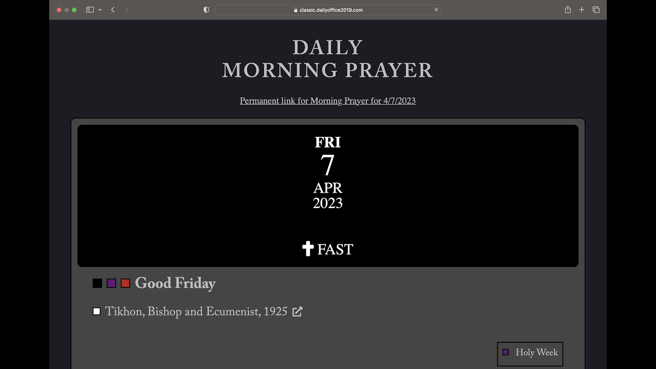 The Daily Office | Morning Prayer Fri 7 Apr 2023 from the BCP 2019 ...