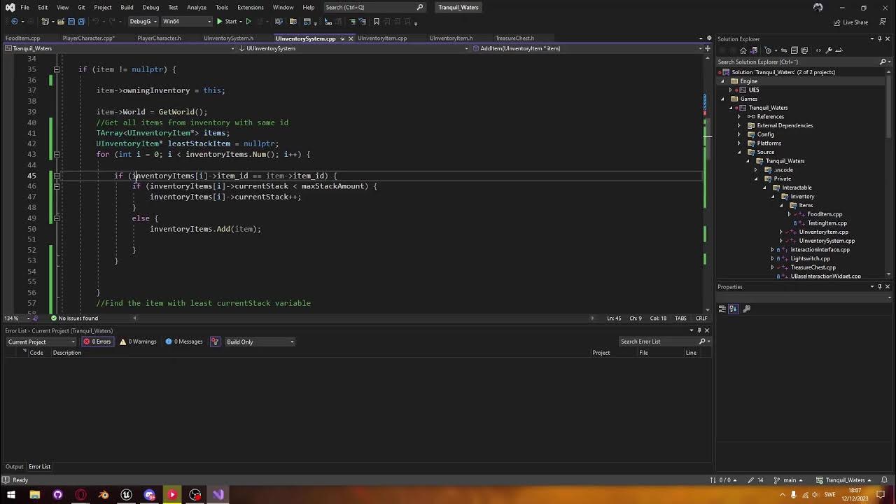 Further development of the inventory system | chill coding with music - YouTube