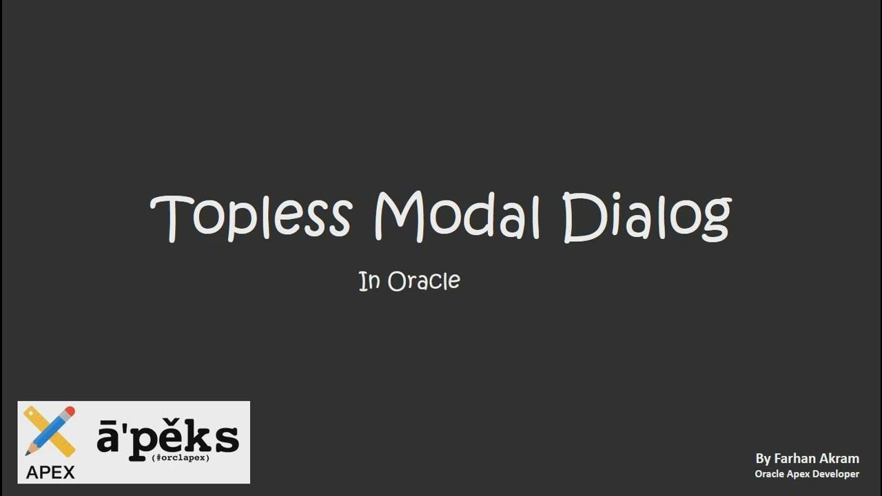 How to Build Modal Dialog in Oracle Apex without Title Bar - YouTube