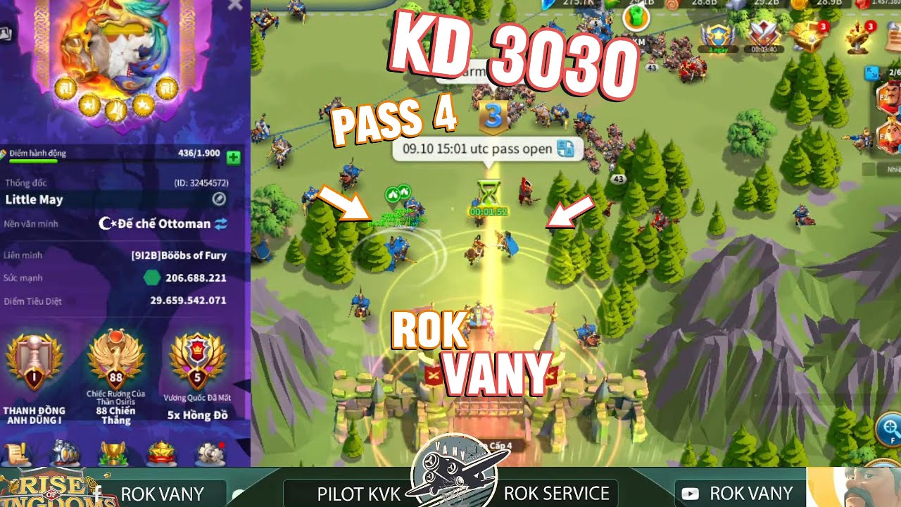 Pass 4 KD 3030 Map KoB with boss #rok #vany - YouTube