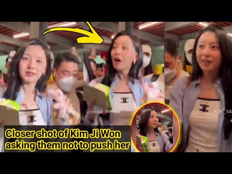 Closer shot of Kim Ji Won asking Fans not to push Her In Singapore, Kim Soo Hyun Smiling - YouTube