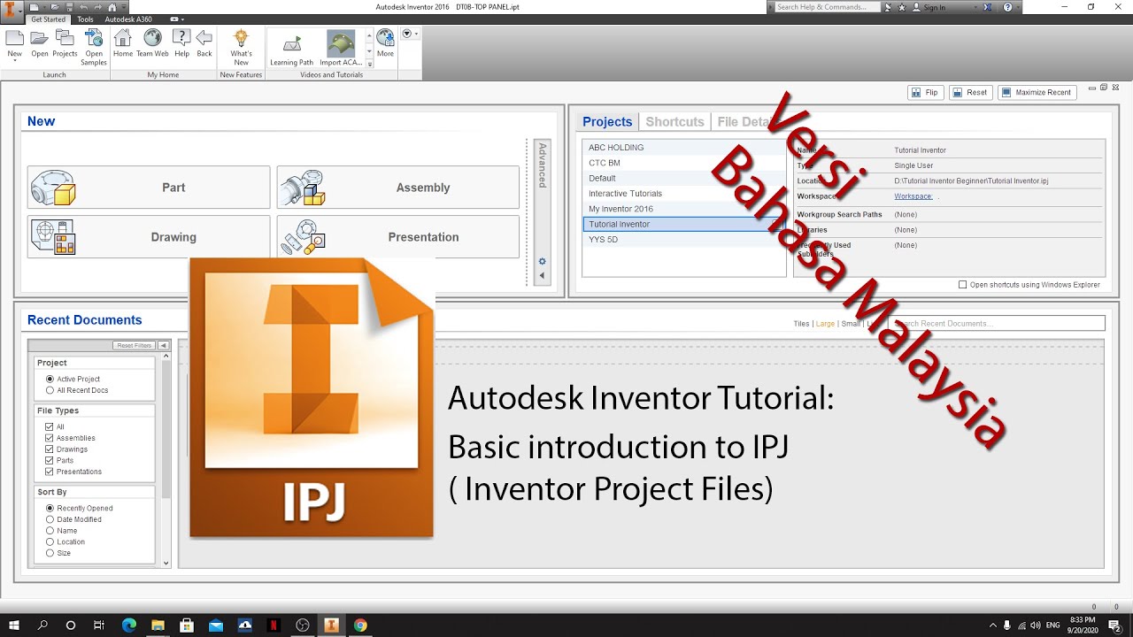Inventor Tutorial (BM) - Introduction to Project Files - YouTube