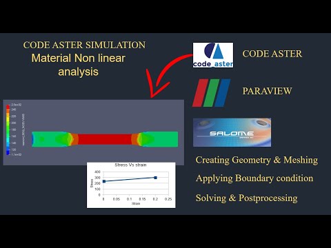 Material Non linear analysis dogbone shape using code aster|Static fatigue|tutorial|paraview ...