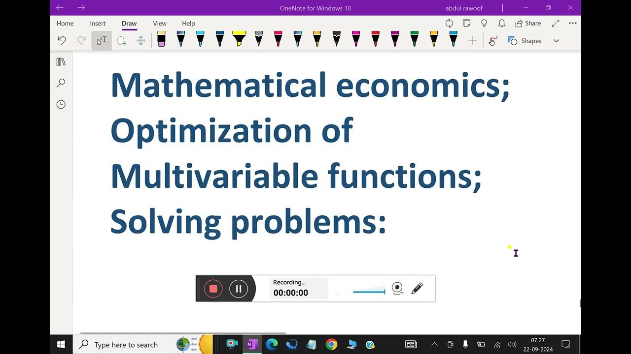 Mathematical economics : - (Optimization of Multivariable functions; Solving problem )-20 # ...