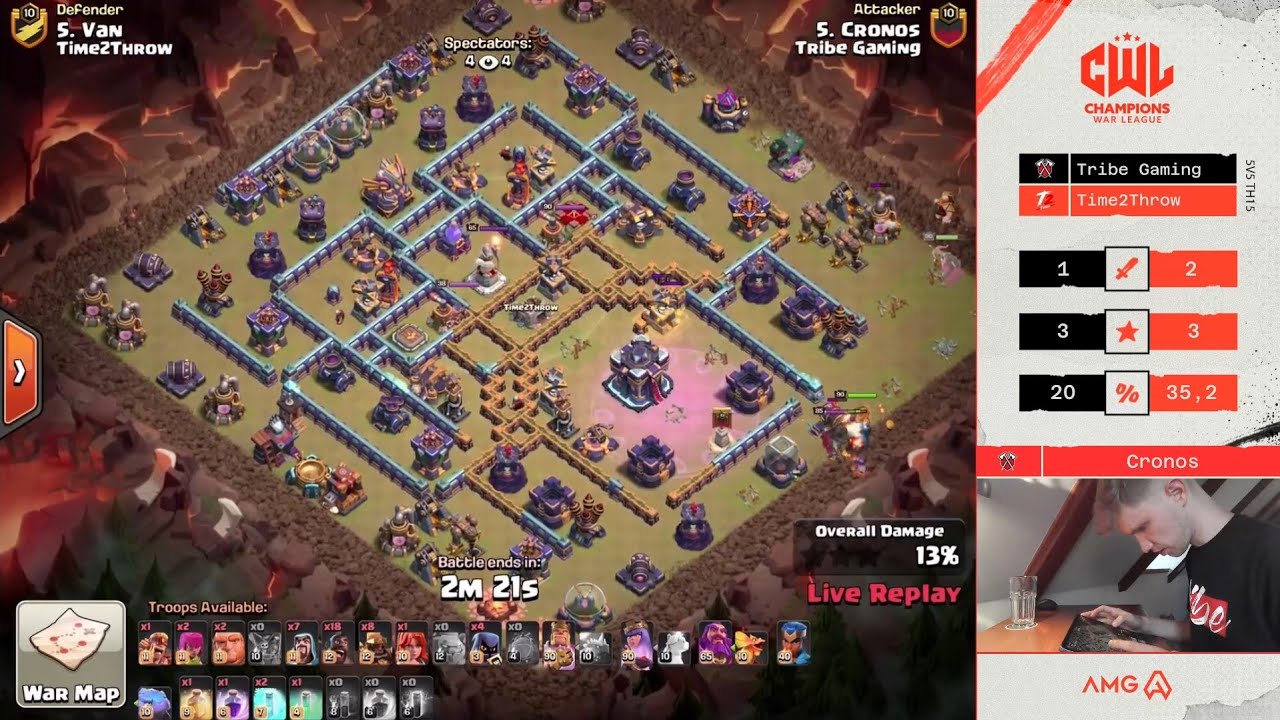 Finals Tribe Gaming vs Time2Throw [Game2/2] - Clash Of Clans Tournament ...