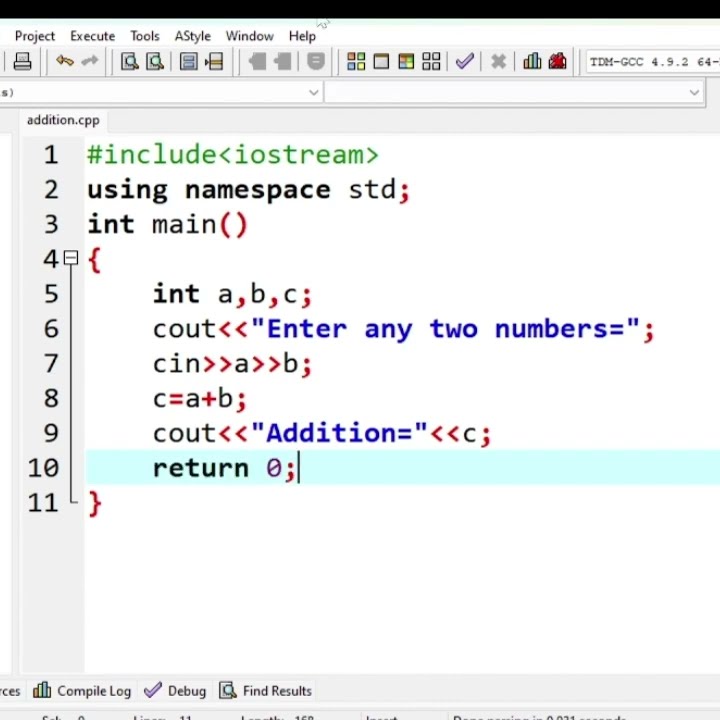 Simple Addition Program Of C Language Codingeductionprogramming