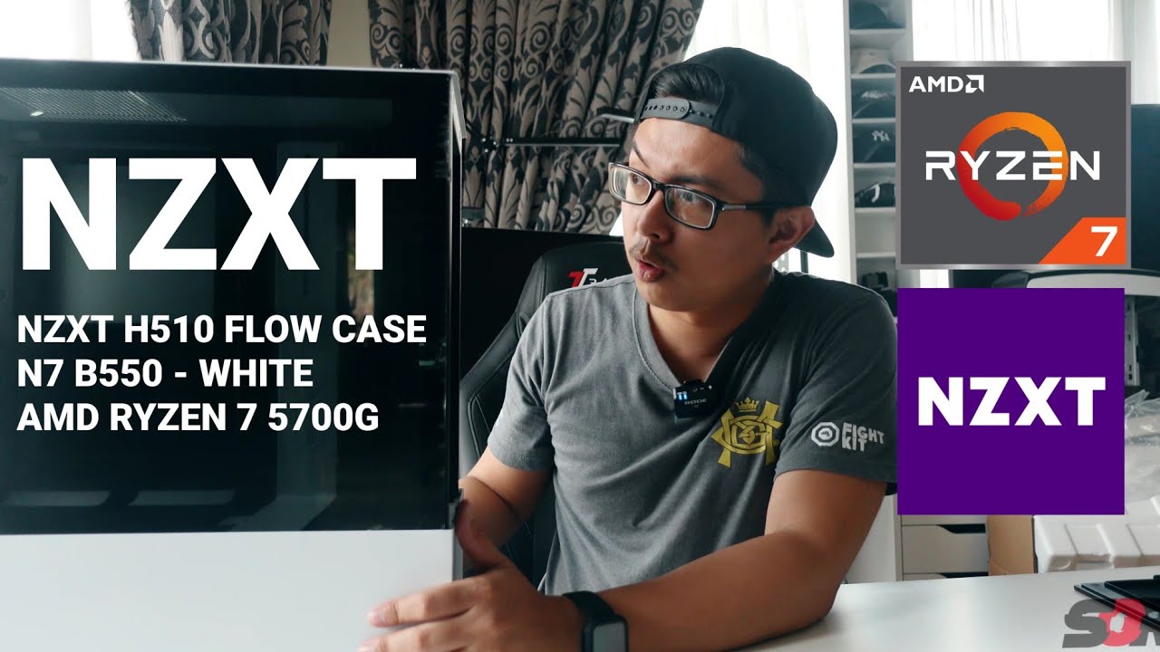 NEW NZXT H510 FLOW CASE w/ NZXT N7 B550 AMD RYZEN 7 5700G VEGA 8 ...