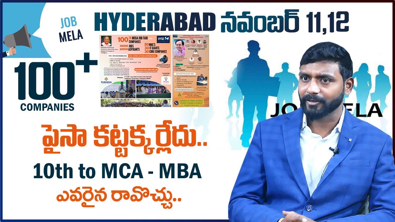 Hyderabad Mega Job Mela | 10th - MCA & MBA Freshers & Experienced ...