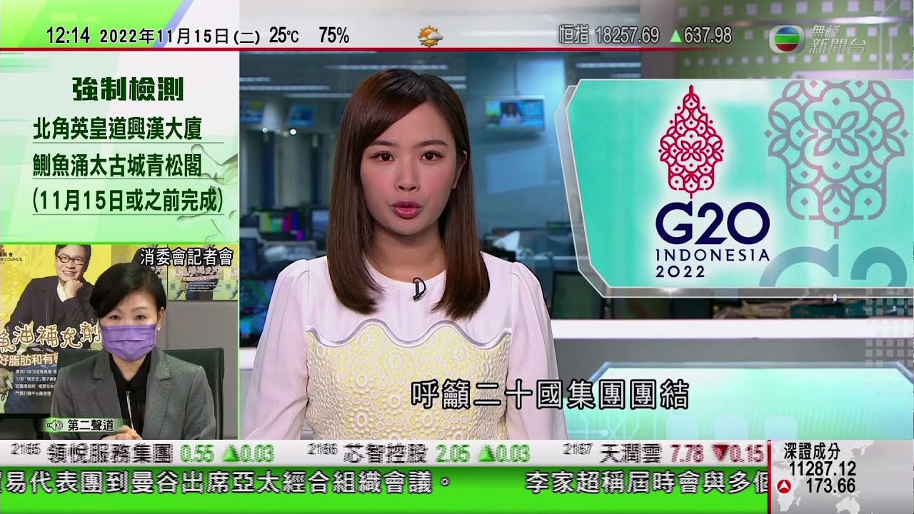 TVB午間新聞｜G20東道國印尼籲結束衝突分化 習近平倡推動更包容全球發展｜成都多間職業學校培養新一代大國工匠｜消委會指25款魚油補充劑樣本含污染物｜20221115 香港新聞 TVB ...