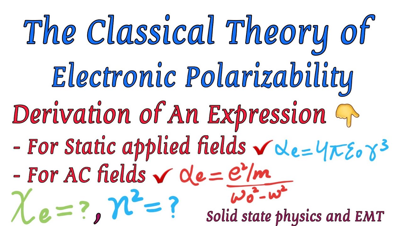 The Classical Theory of Electronic Polarizability - Detailed - For ...