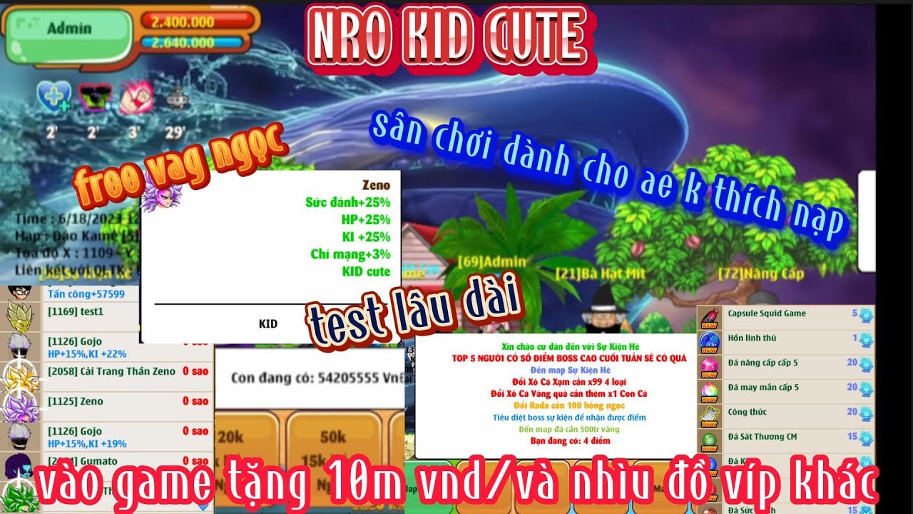 NRO LẬU MỚI / NRO test free full/test lâu dài/ad game giúp ae nv/giải ...