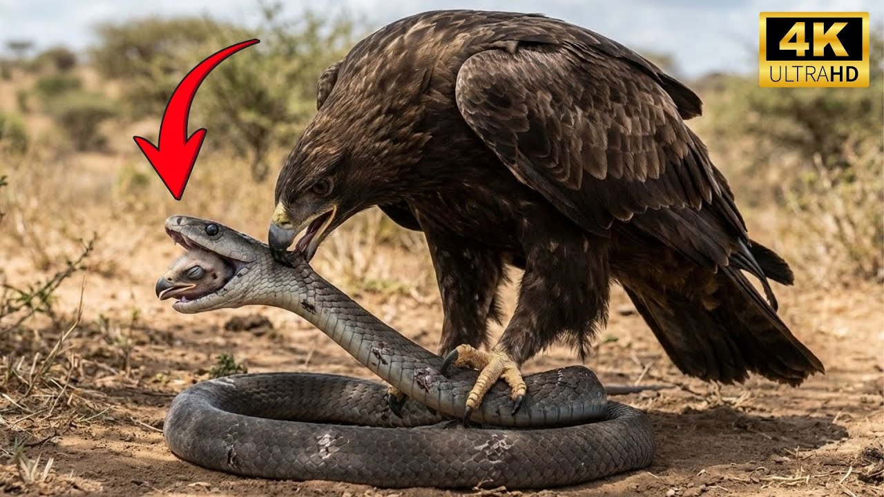 The DEADLY Sacrifice of an Crowned Eagle to Save Her Chick from a Black ...