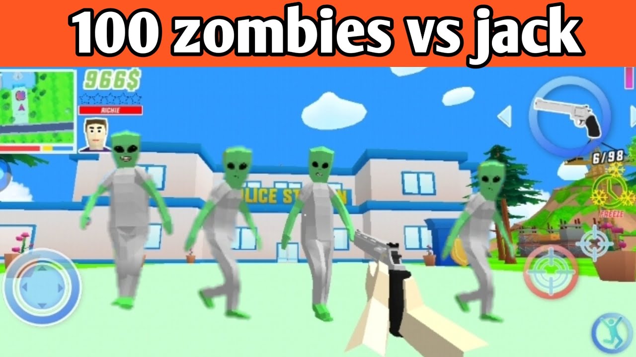 100 zombies vs jack in dude theft wars | funny moments - YouTube