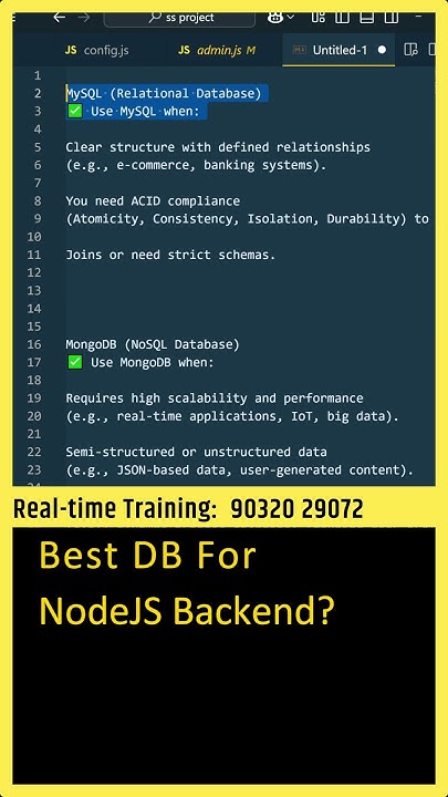 NodeJS Tutorial For Beginners | Which Database is Best for Your Node.js Backend? #shorts #coding ...