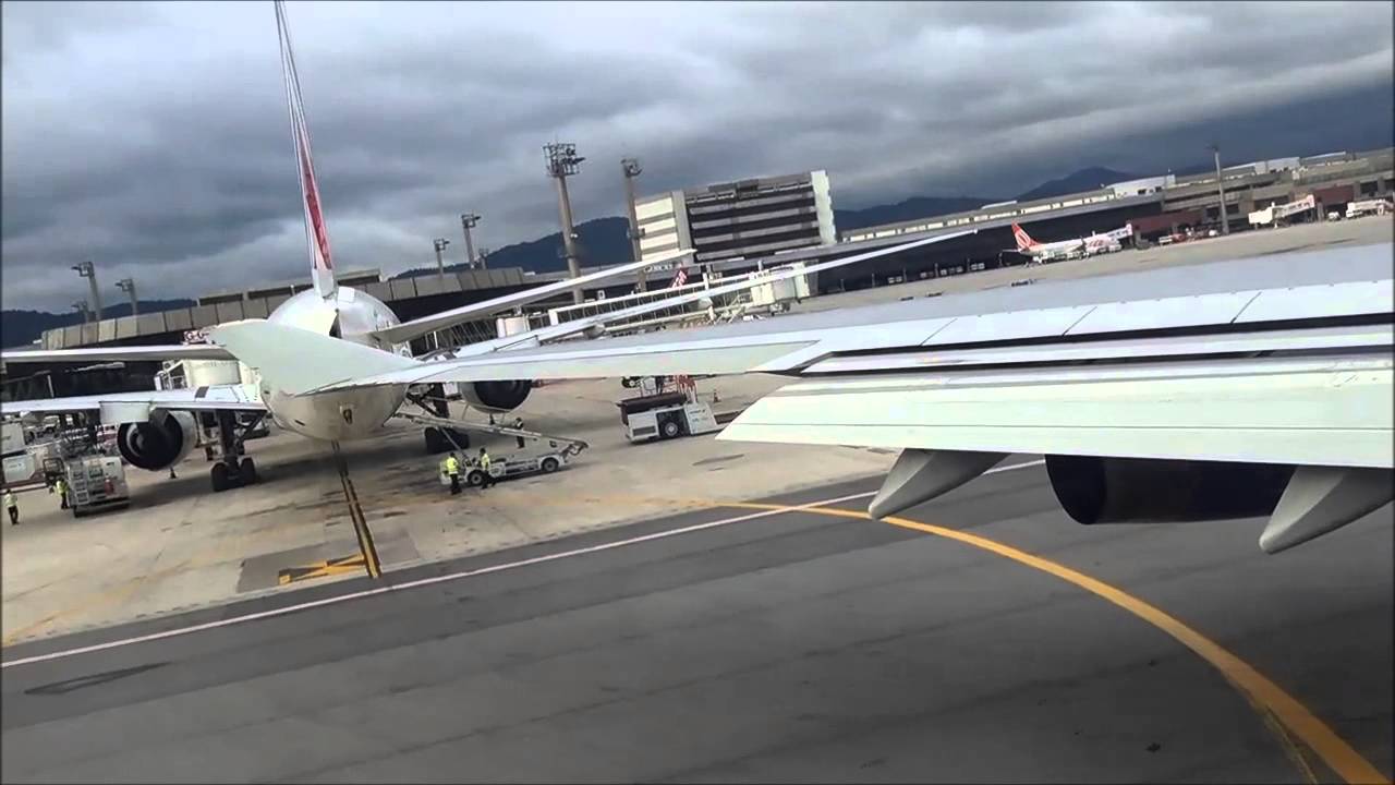 British Airways B747 Sao Paulo GRU - Push back, Start up, Taxi and Take ...