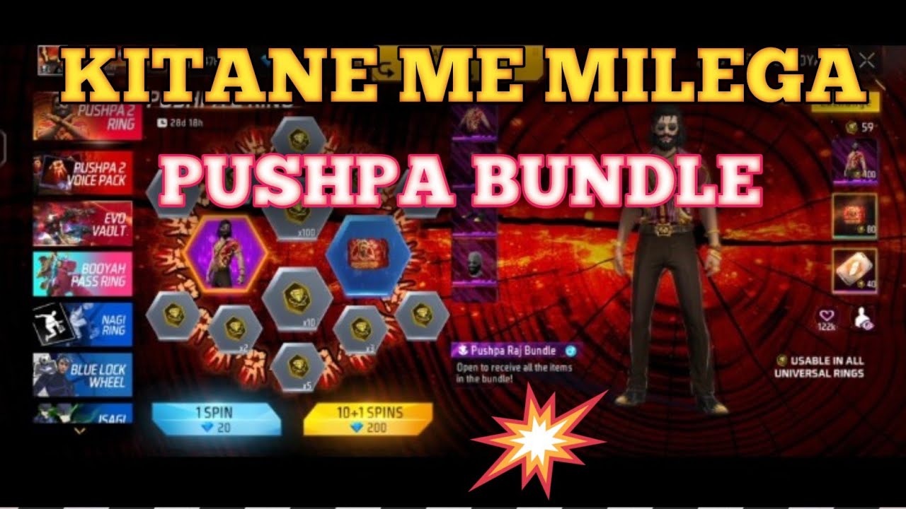 Free Fire New Bundle New update pushpa Bundle One Spin 😀 - YouTube