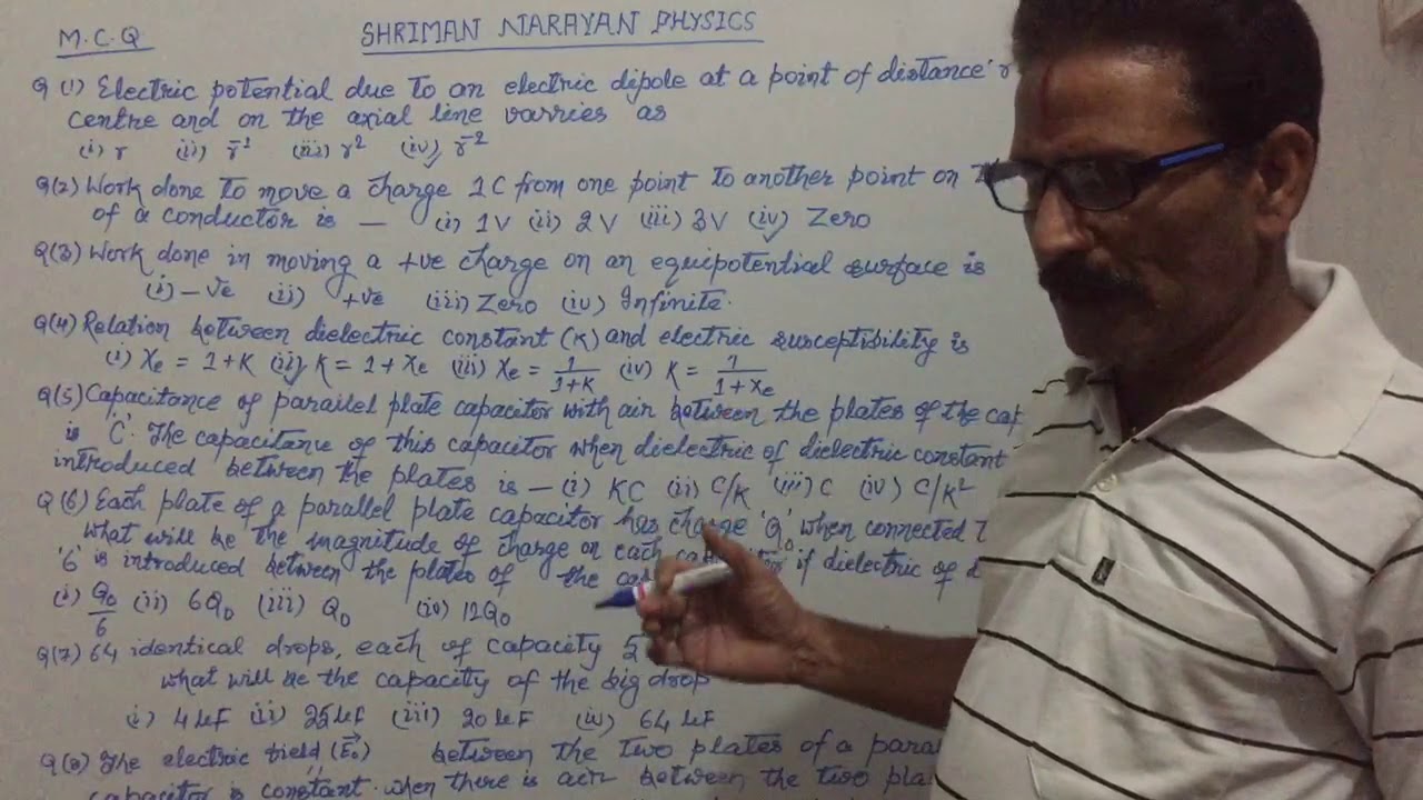 multiple choice question set 5 Electric potential capacity and capacitor unit 1 electrostatics ...