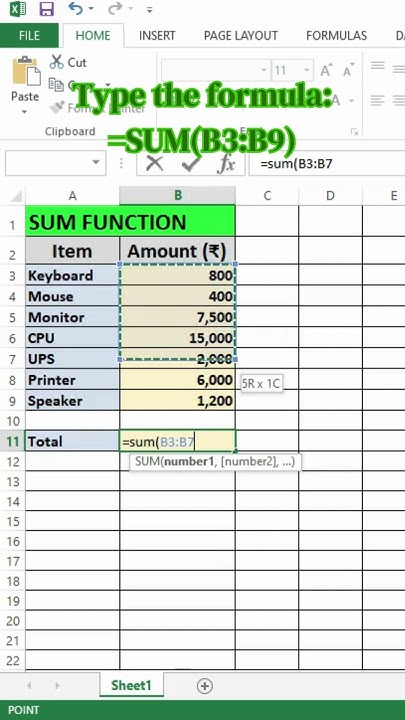 How to Use SUM Function in Excel (Step by Step!) - YouTube
