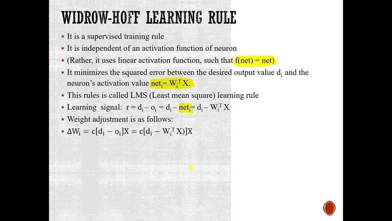 Widrow Hoff Learning Rule - YouTube