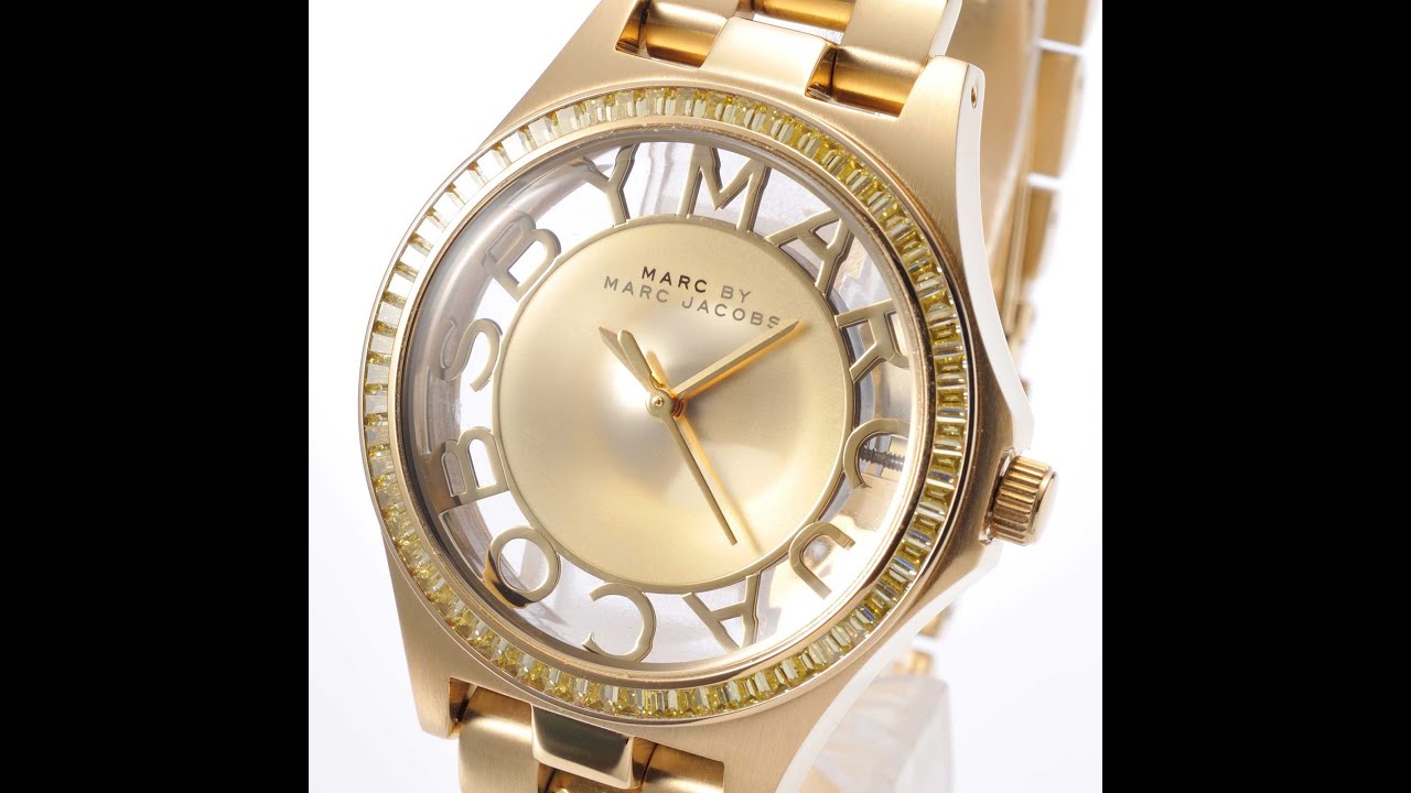 MARC BY MARC JACOBS MBM3338 LADIES WATCH GOLD HENRY SKELETON GLITZ ...