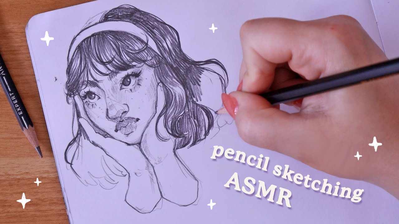 ASMR Sketchbook Drawing Session pencil sketching sounds, no music ...