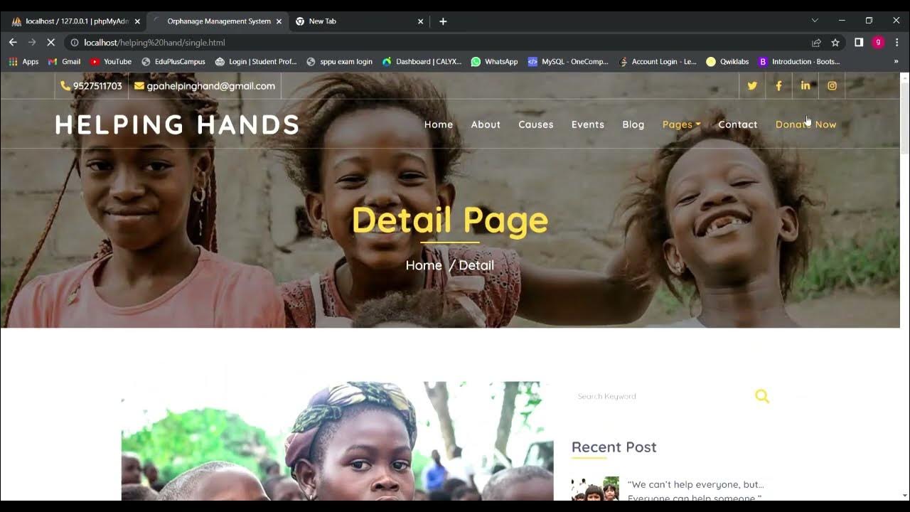 Helping Hand NGO Website Using JAVASCRIPT, HTML &PHP Non-governmental ...