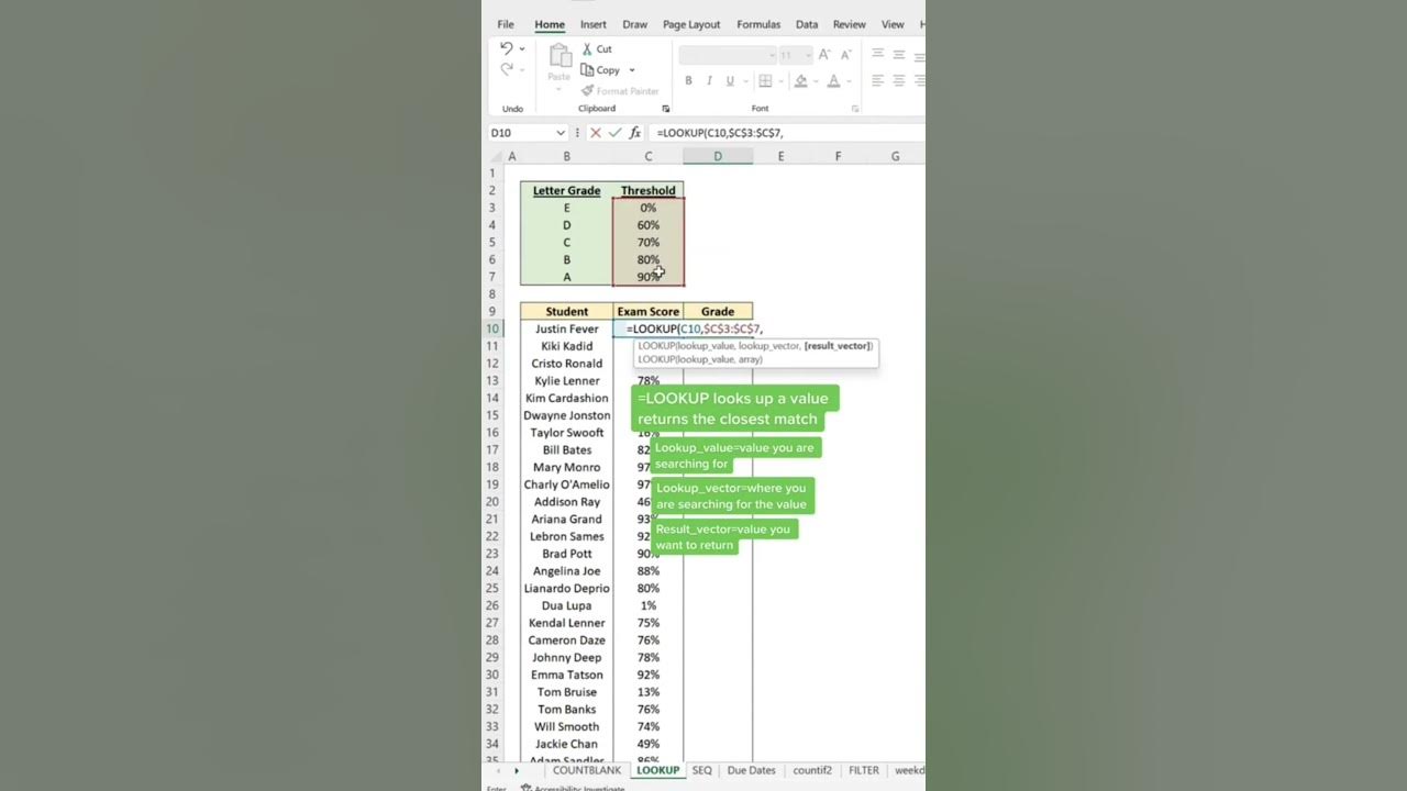 Grade exam scores with this function | Advance Excel Formula | MyExcelGeeks - YouTube