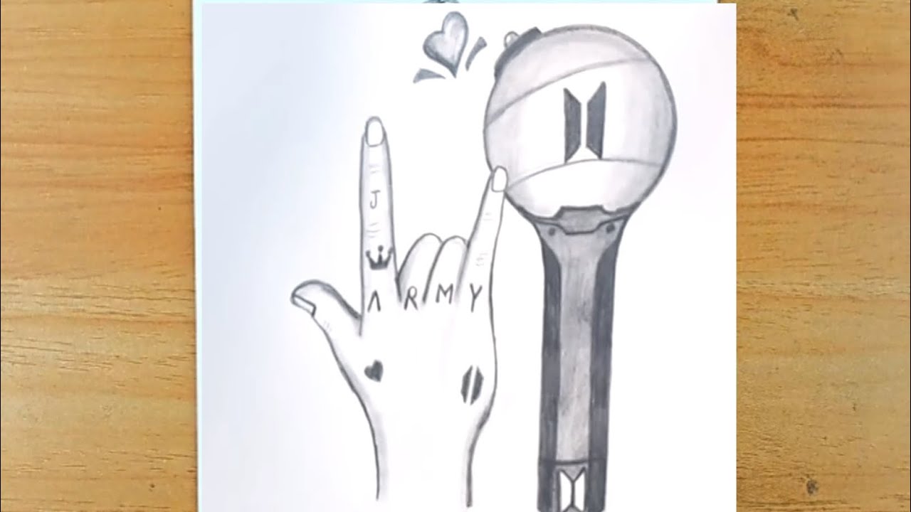 BTS ARMY BOMB DRAWING WITHPENCIL SKETCH BTS PENCILDRAWING EASY - YouTube