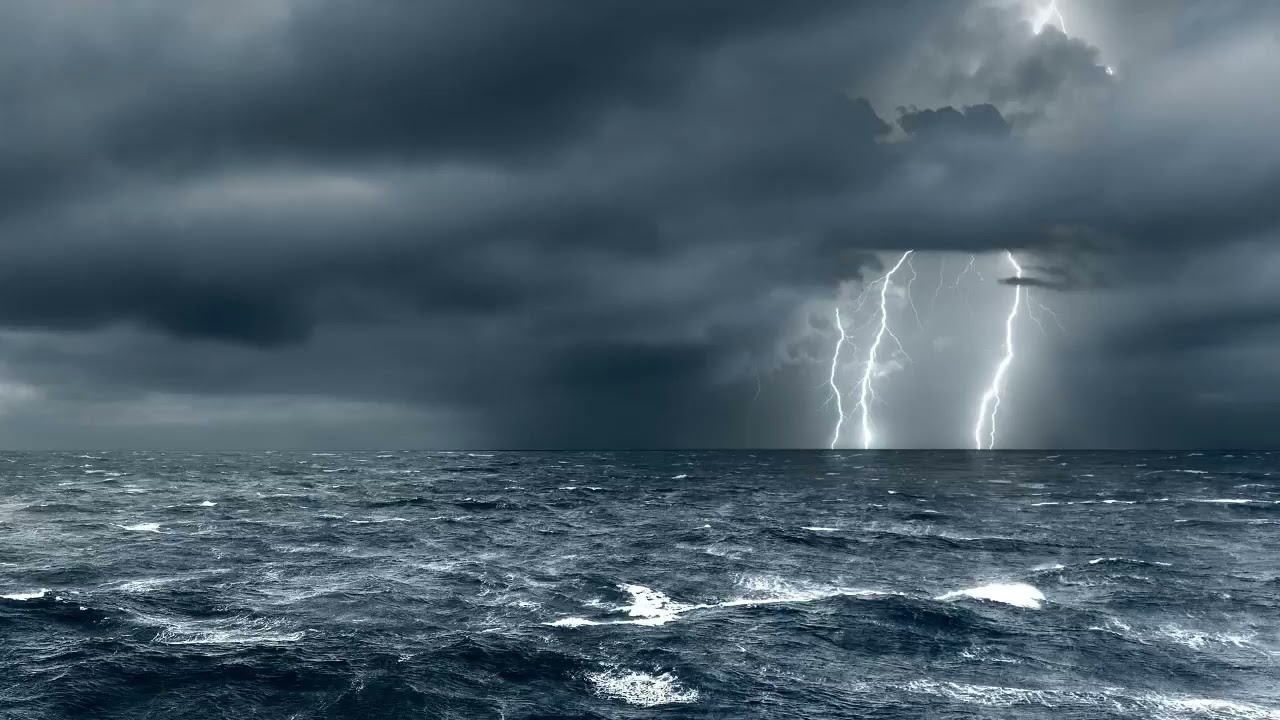 Over Sea Thunder Storm | Relaxing Rain, Thunder & Lightning Ambience ...