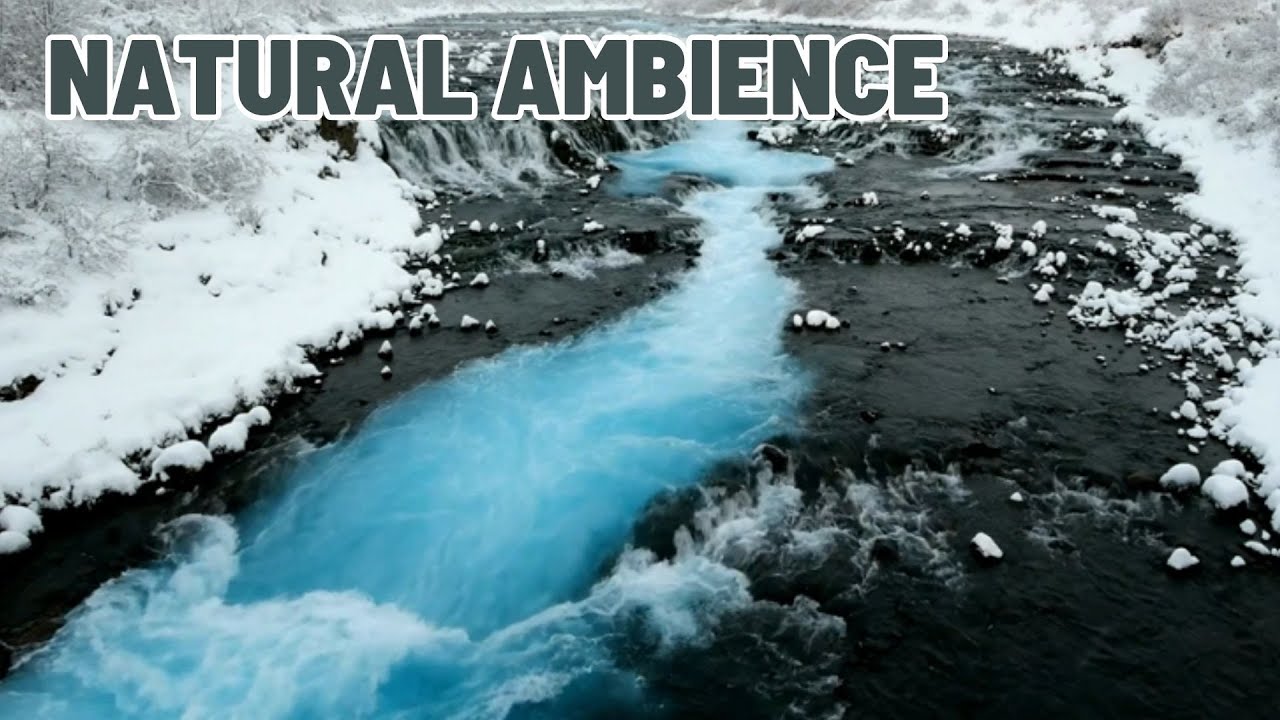 Natural Ambience | River & Cascade | Waterfall sound | Relaxing Winter ...
