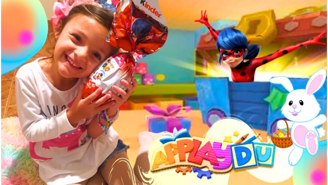 CLARINHA ABRE OVO SURPRESA DE PASCOA KINDER OVO DA LADYBUG E JOGO ...