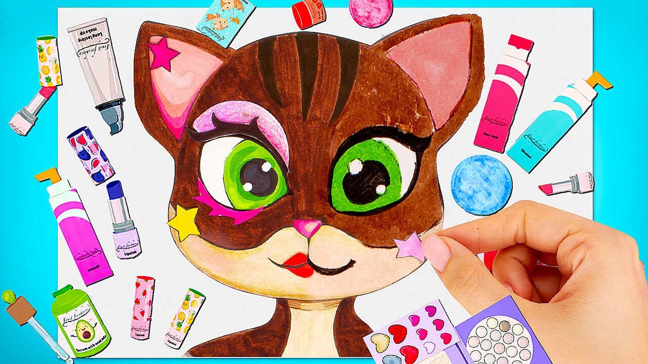 MAKEUP + DRESS UP For Cute Talking Angela Paper Doll 💄😻 - YouTube
