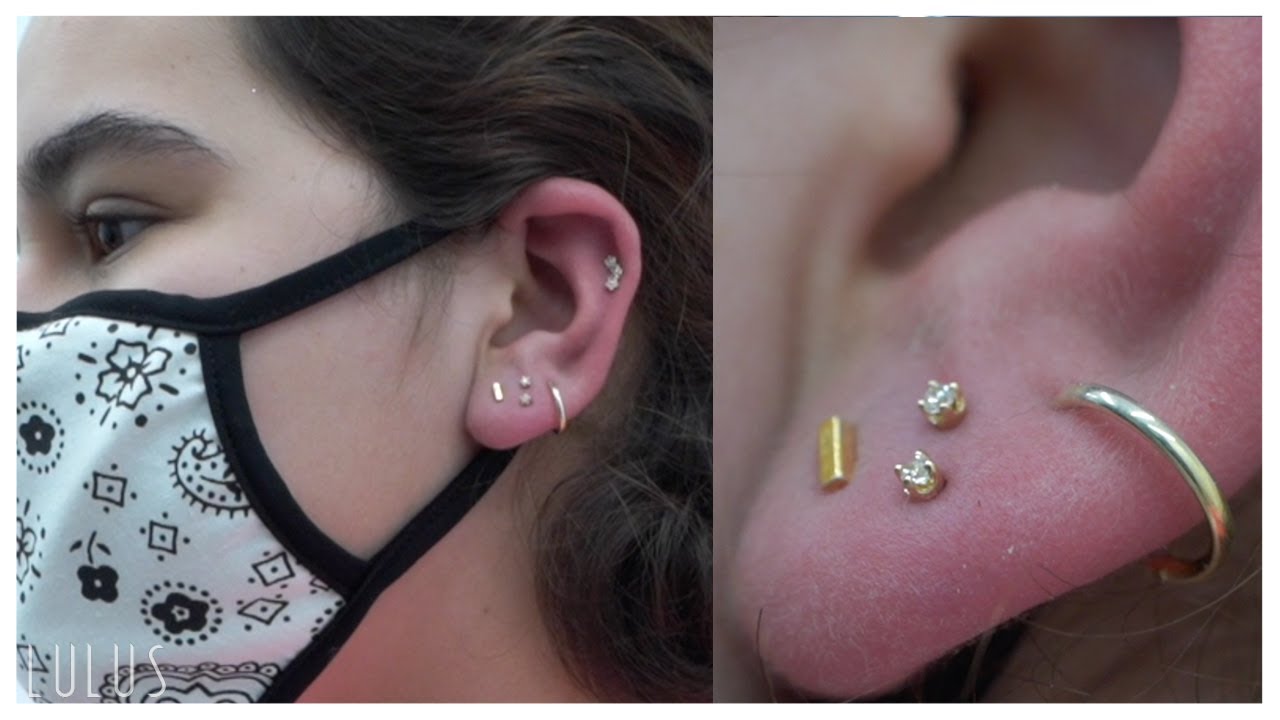 Sweet 16 Birthday Gift = More Piercings | Stacked Lobe & Helix - YouTube