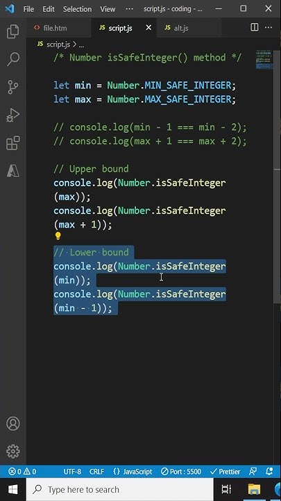 Number isSafeInteger() method - JavaScript Tutorial for Beginners - YouTube