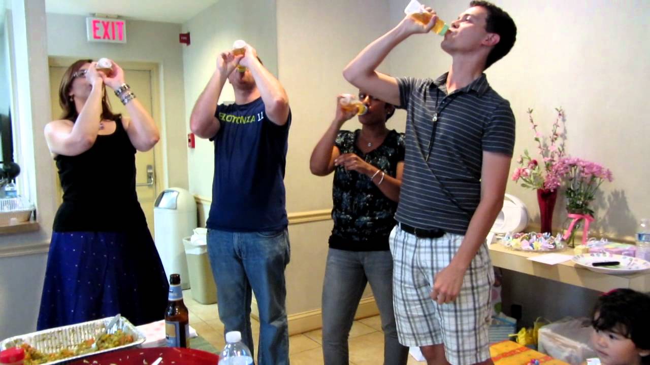 Beer in Baby Bottles drinking contest - YouTube