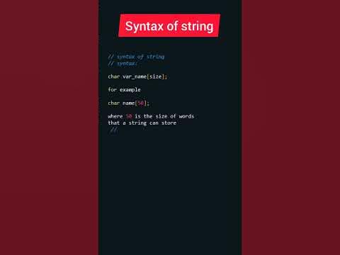 syntax of string | c programming | #shorts - YouTube