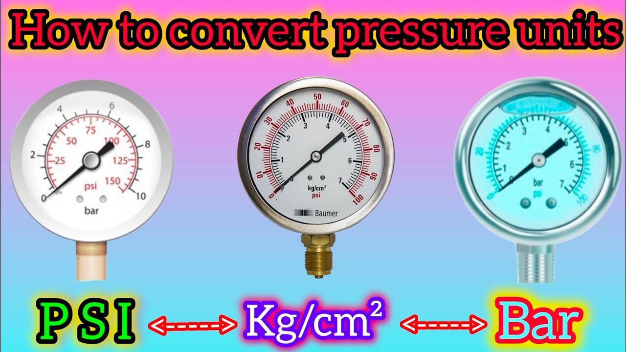 pressure units conversion | how to convert bar to psi | PSI to bar | kg ...
