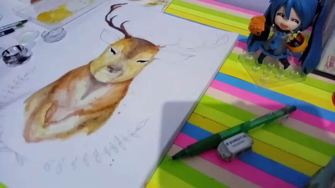 Speed draw DEER - Watercolor by mellisaleonia - YouTube