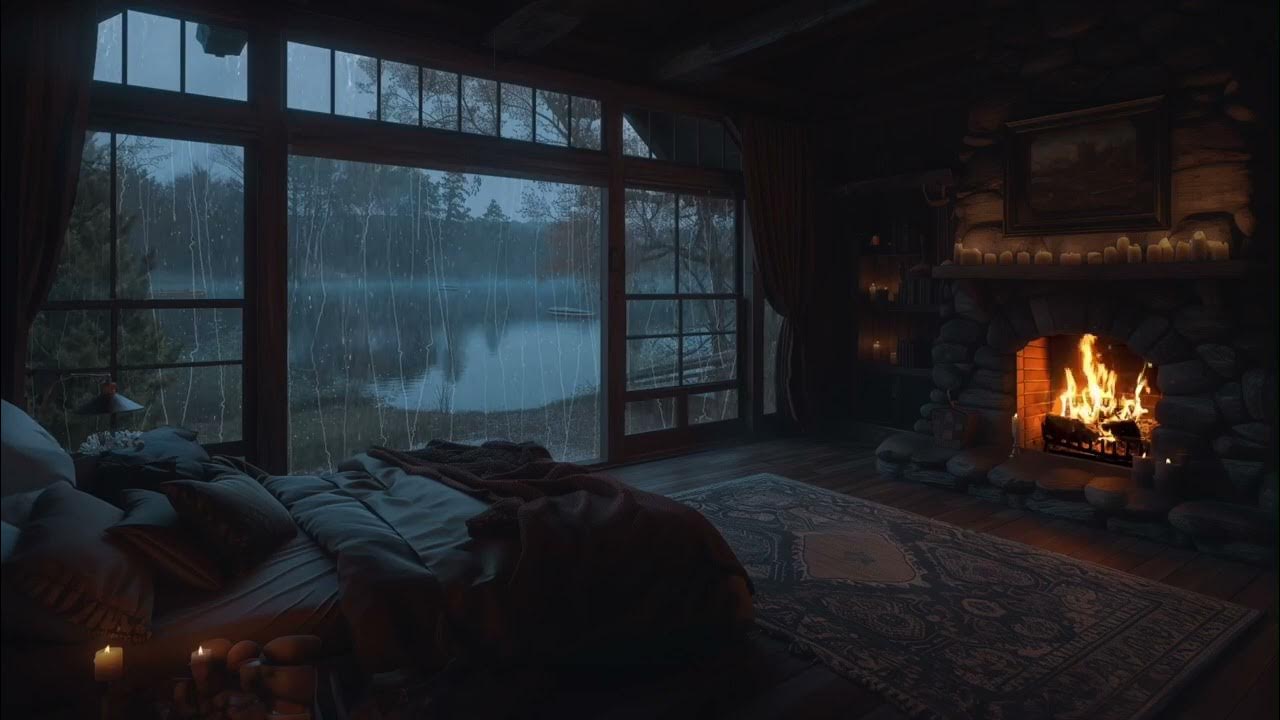 Cozy Cabin Getaway: Rain Sounds & Fireplace Crackles for Deep Sleep & Stress Relief - YouTube