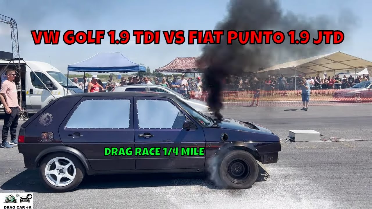 VW GOLF 1.9 TDI vs FIAT PUNTO 1.9 JTD drag race 1/4 mile 🚦🚗 - 4K UHD ...