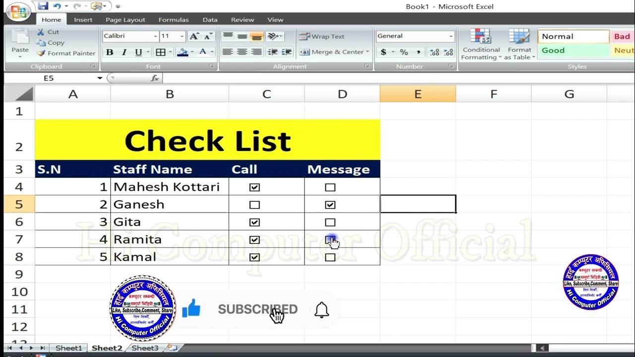 Check Box Kasari Banaune Excel ma | चेक बक्स कसरी राखने | How to Add Check Boxes In MS Excel ...