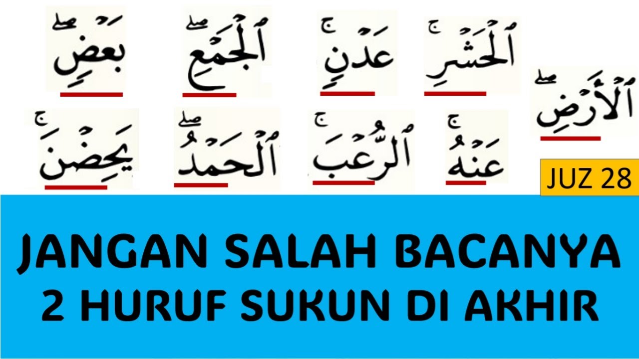 CARA WAQAF PADA DUA HURUF SUKUN JUZ 28 | TAJWID PEMULA - YouTube