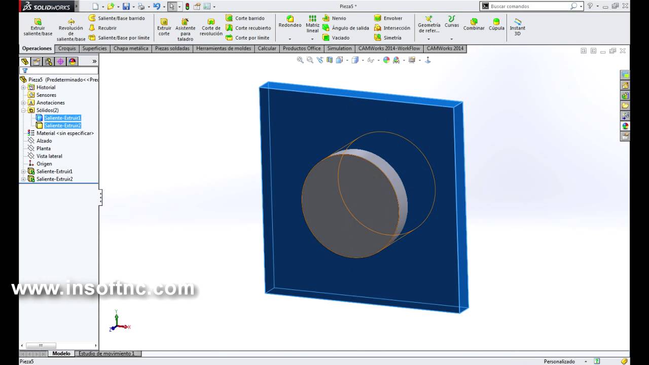 combinar solidos en solidworks - YouTube
